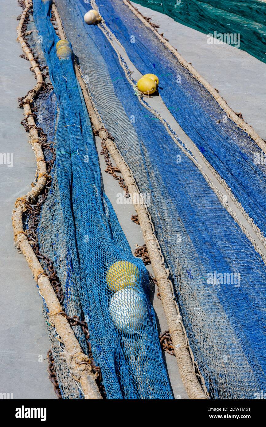 Fishing nets on the floor Stock Photo - Alamy
