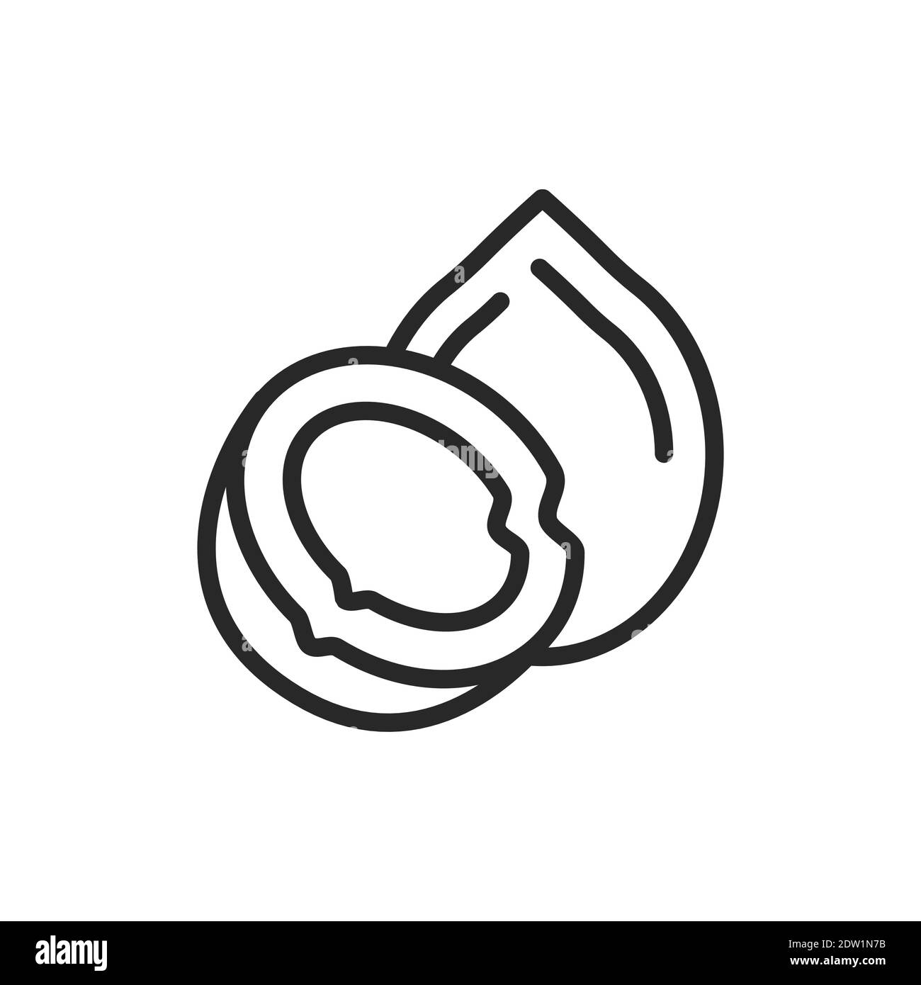 Coconut Black Line Icon Isolated Vector Element Outline Pictogram For Web Page Mobile App