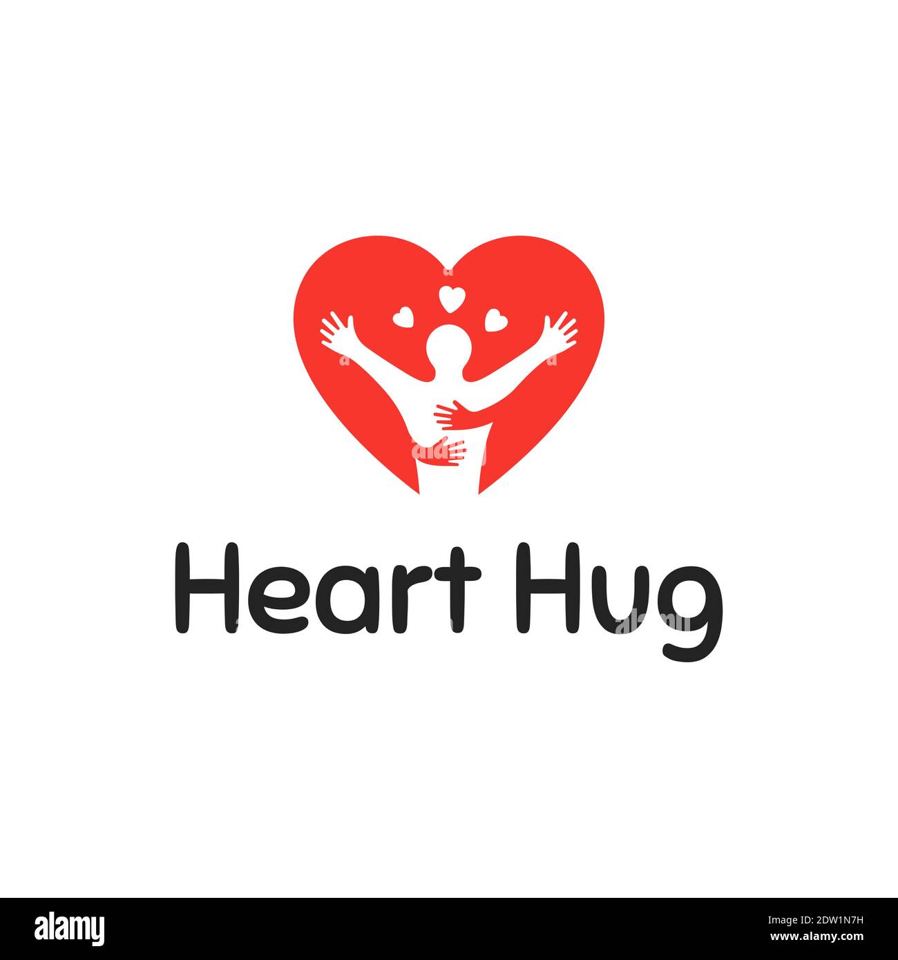 Heart hug symbol illustration isolated on white background, Vector flat ...