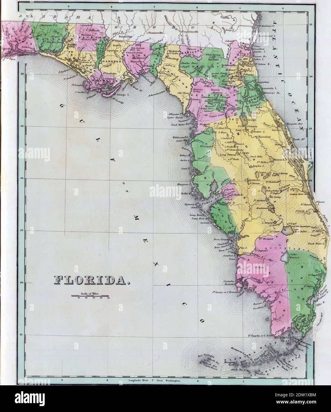 Antique map of Florida from the out of print 1841 Goodrich atlas Stock ...