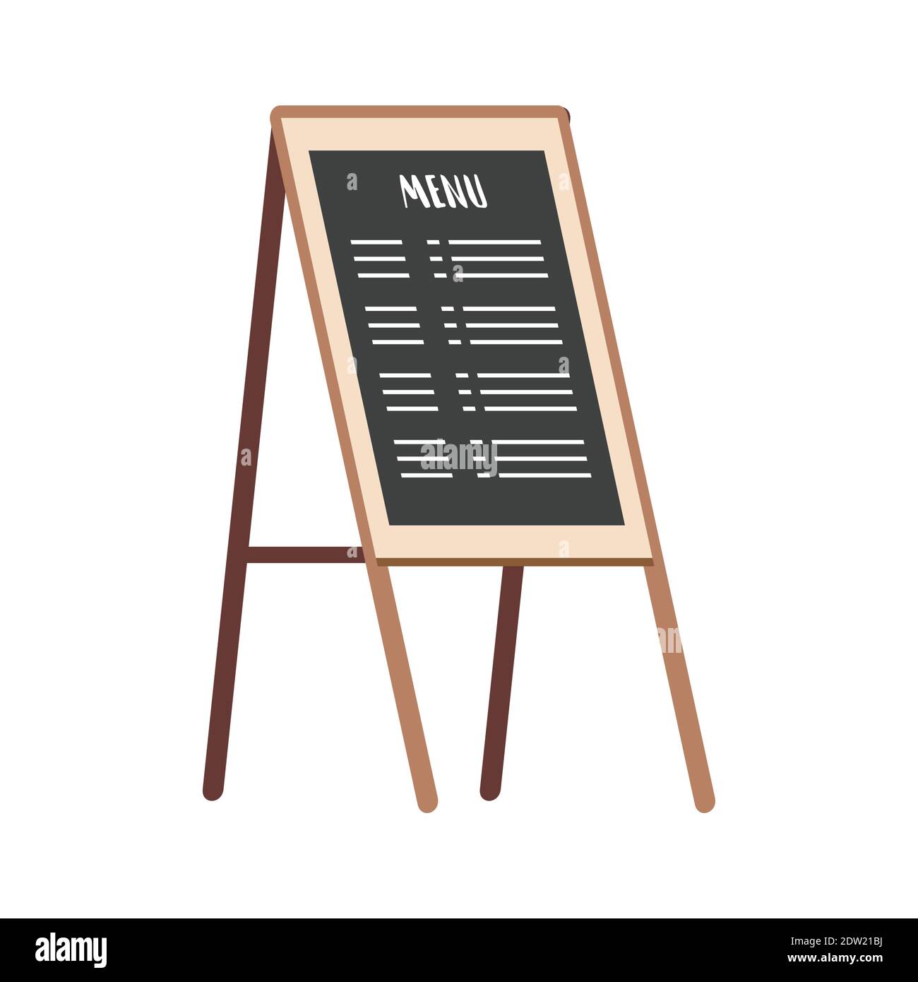 Black chalk board with menu vector flat illustration isolated on white ...