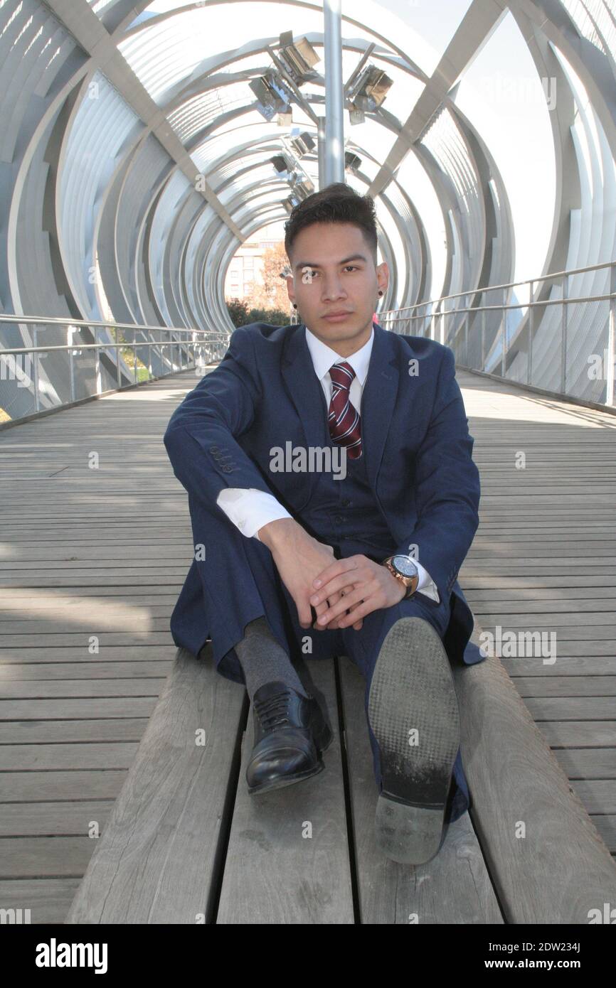A vertical shot of a male model in a suit. Professional looking man ...
