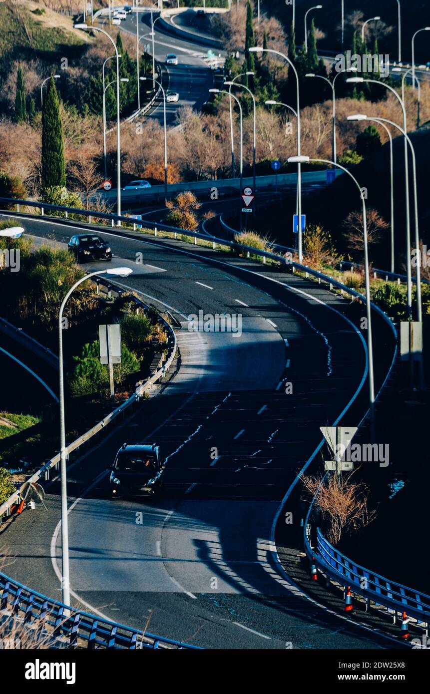 A vertical shot urban roadway in Madrid, Spain Stock Photo - Alamy