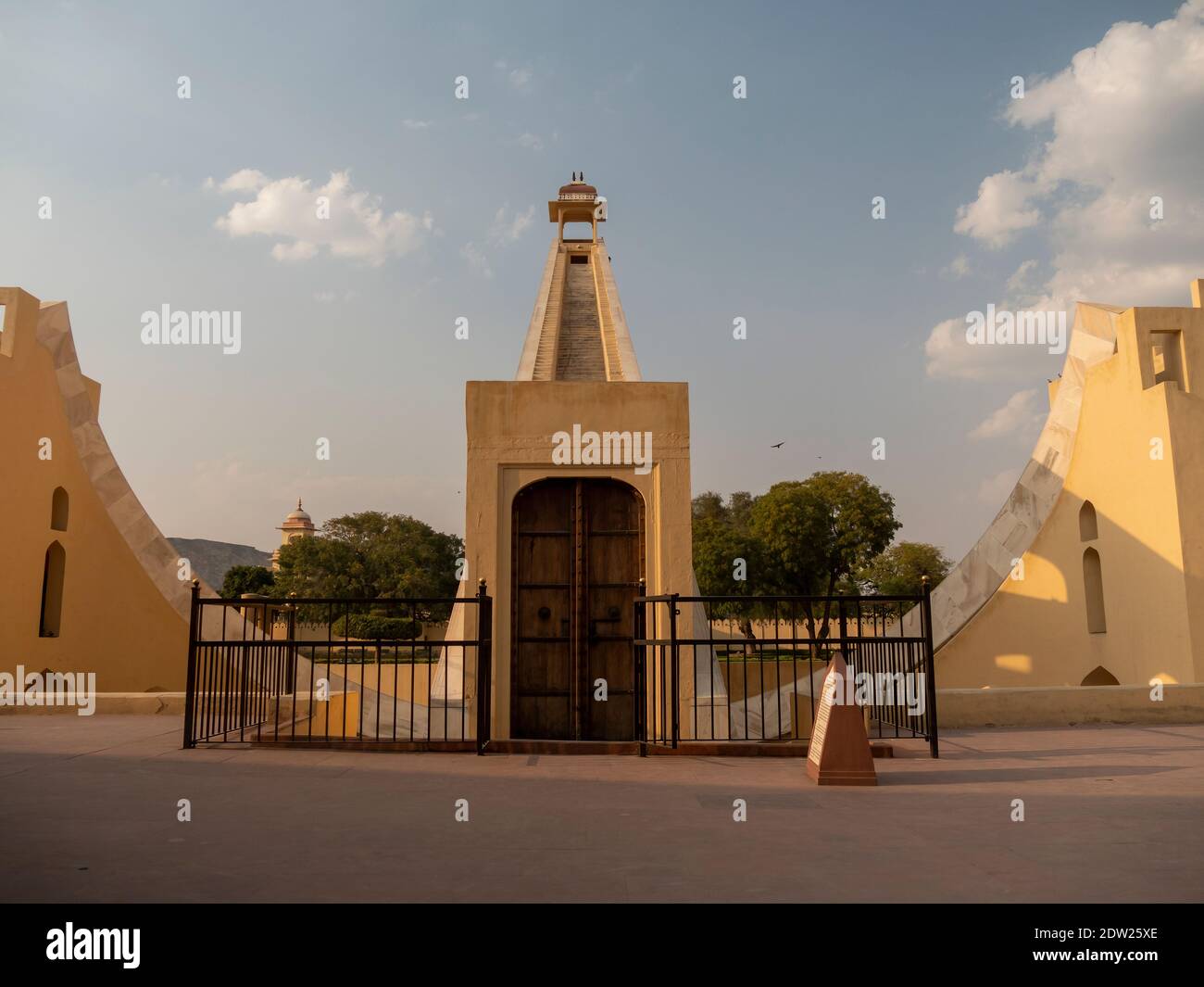 JAIPUR, INDIA - MARCH 21, 2019: wide shot of the front of samrat yantra ...