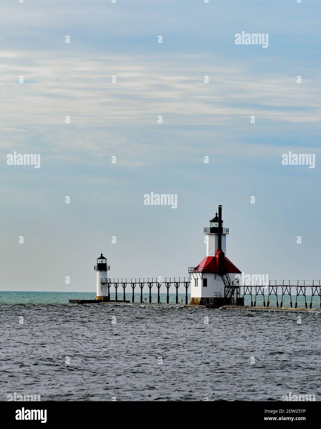 Entrance to the St. Joseph Michigan harbor with the break-walls ...