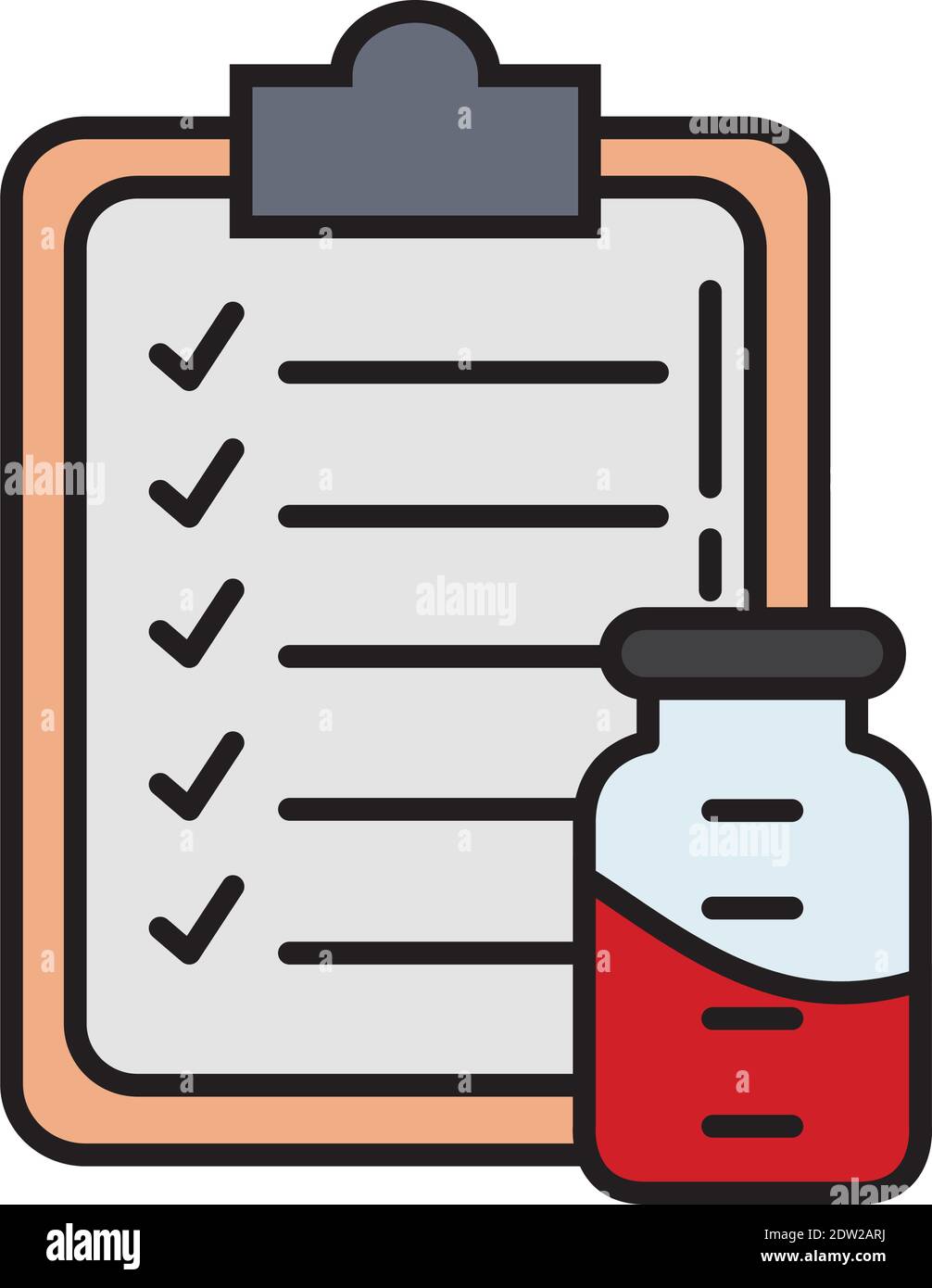 checklist with blood in bottle line and fill style Stock Vector Image ...
