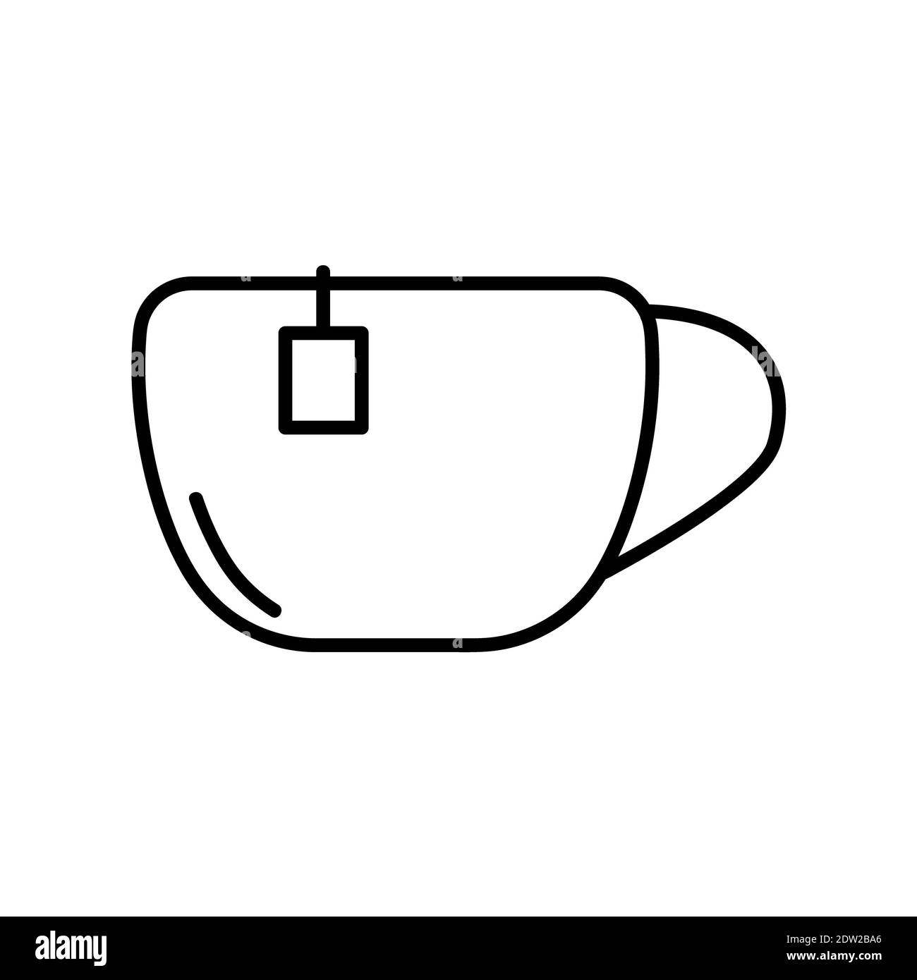 Classic Cup of Tea or Coffe Drink. Flat Icon in Outline Design. Black ...