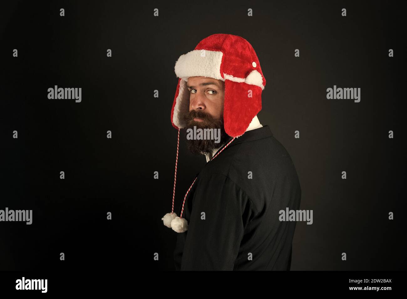 I am a very bad Santa. Brutal Santa dark background. Brutal man ...