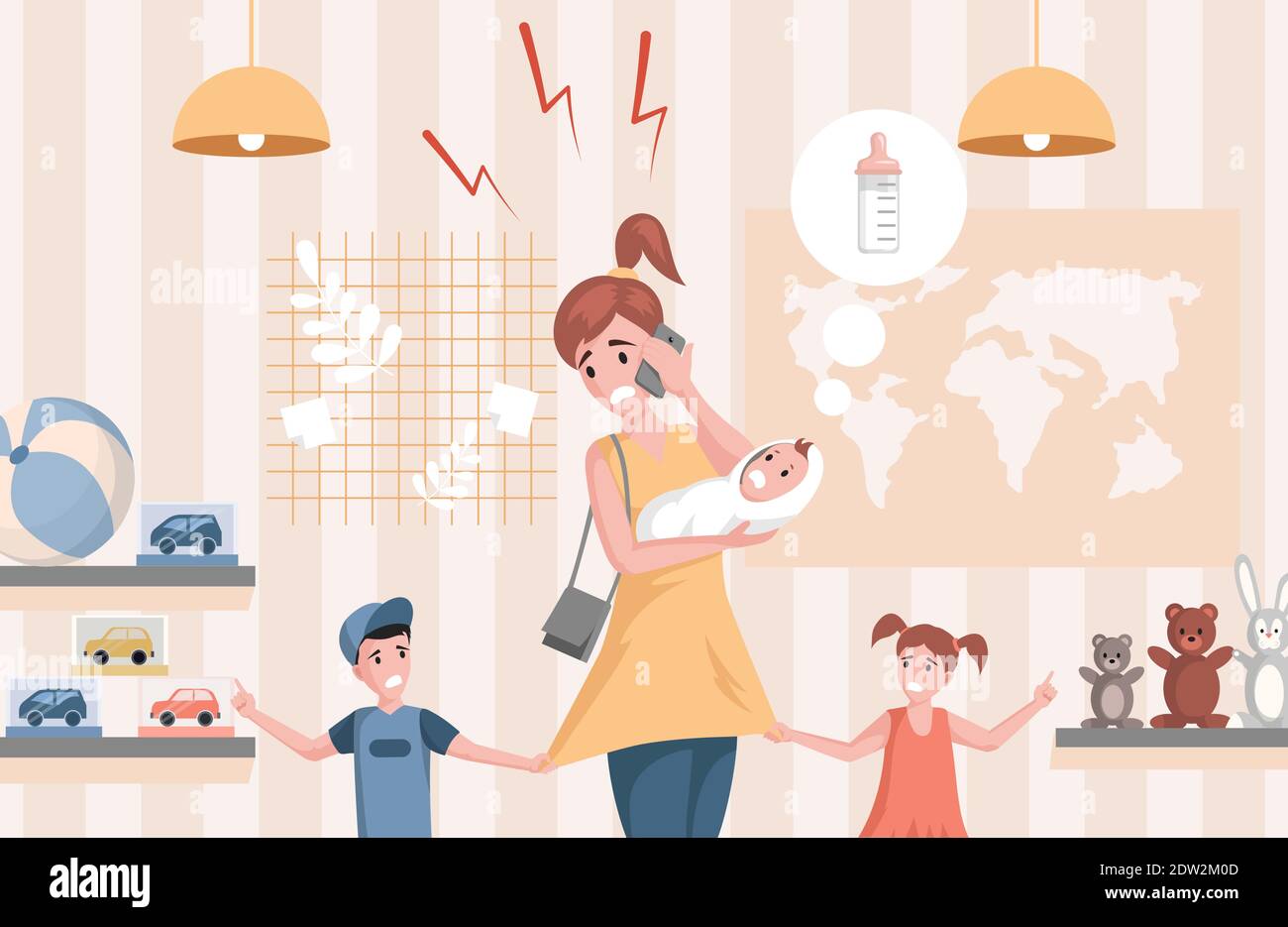 Multitasking mother and work Stock Vector Images - Alamy