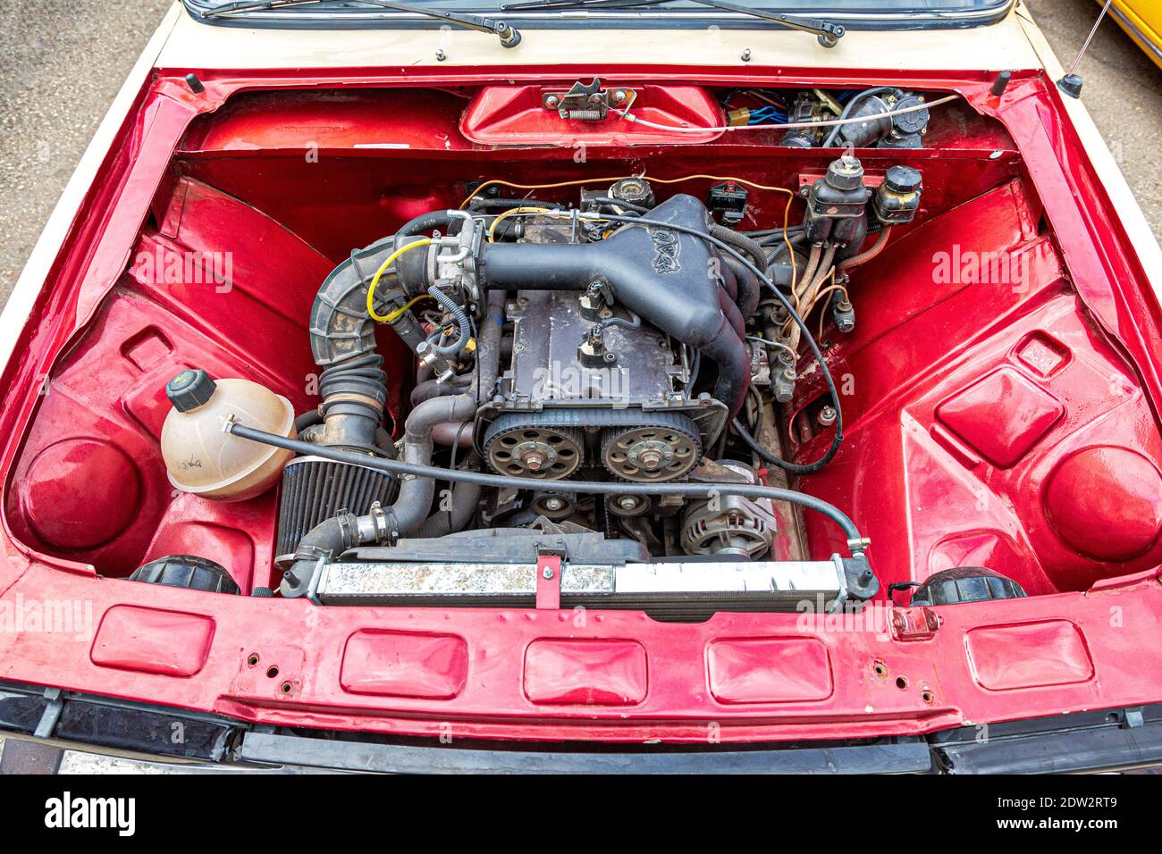 Samara, Russia - May 18, 2019: Tuned turbo car engine of Lada car ...