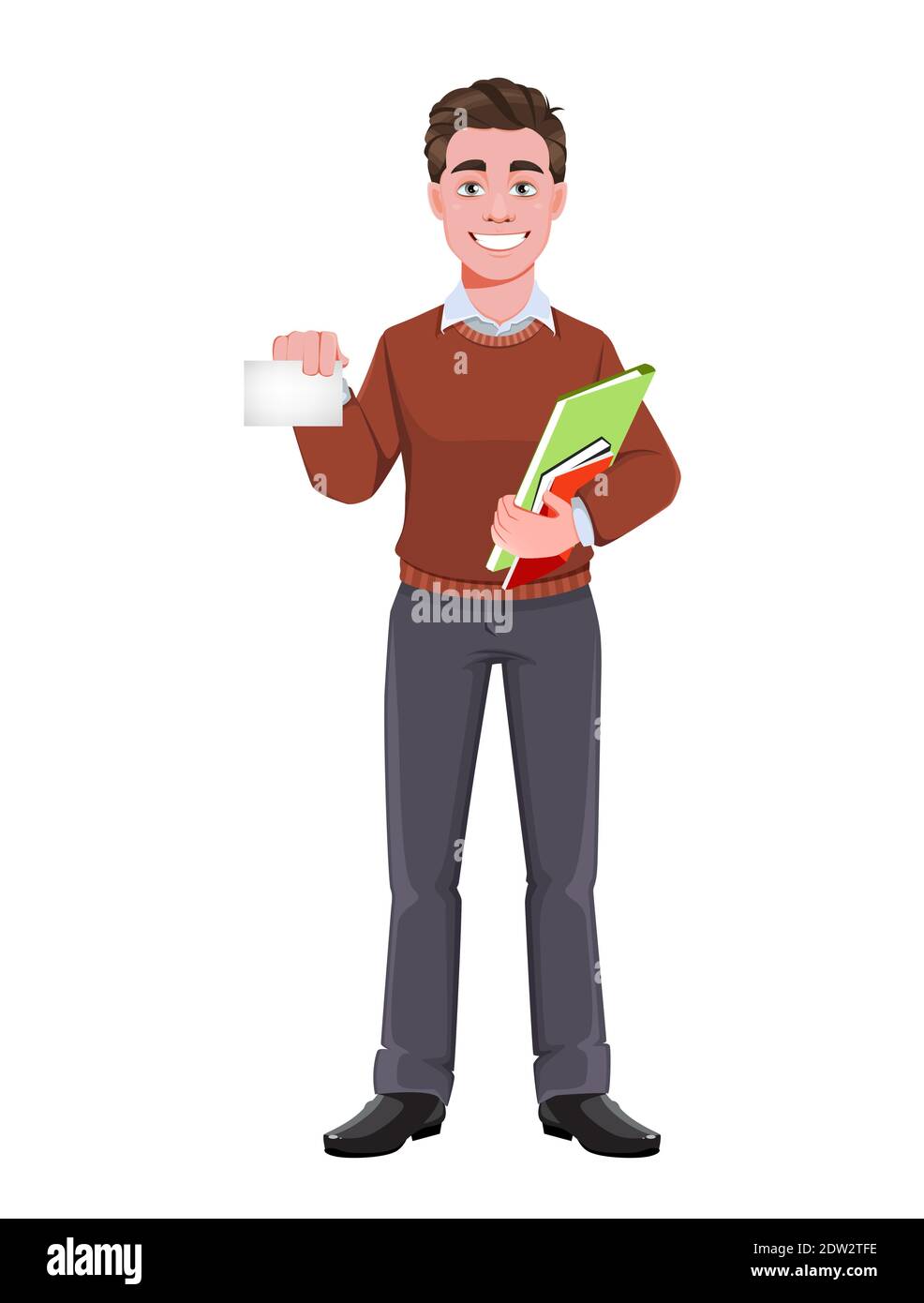 Stock vector successful business man holding blank card. Manager ...