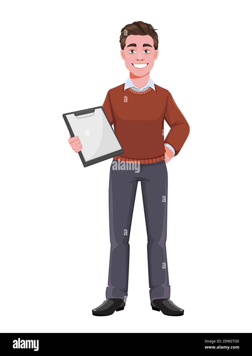 Stock vector successful business man holding blank clipboard. Manager ...