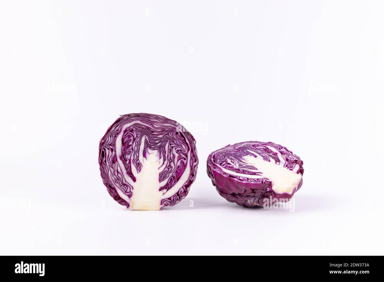 Two halves of red cabbage isolated on a white background Stock Photo ...