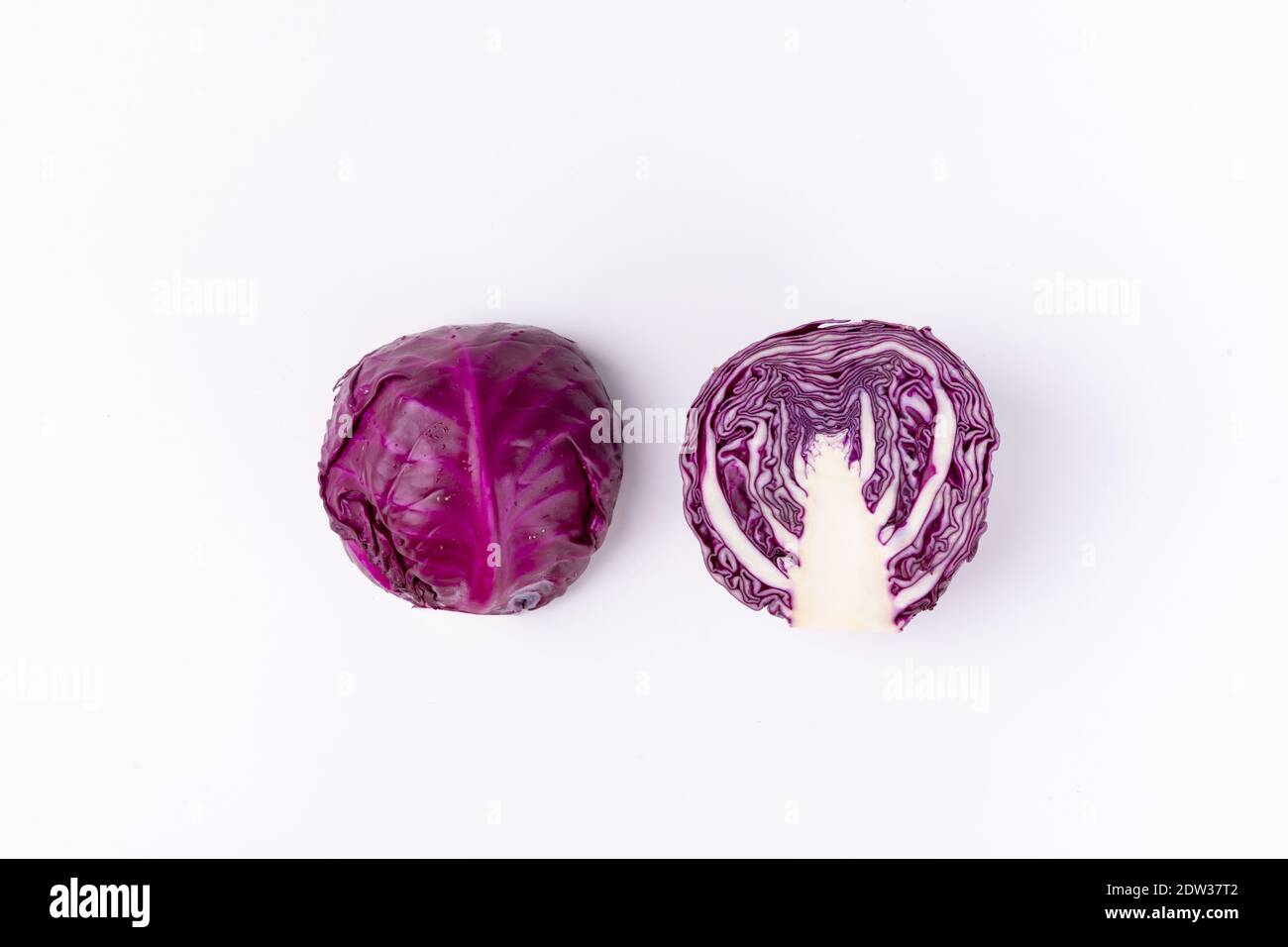 Two halves of red cabbage isolated on a white background Stock Photo ...