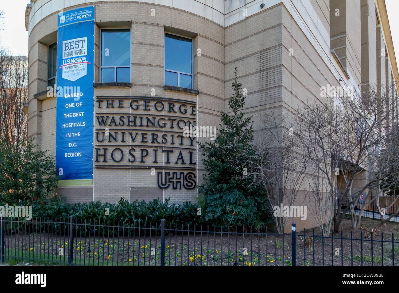 Sign of George Washington University Hospital in Washington D.C., USA ...