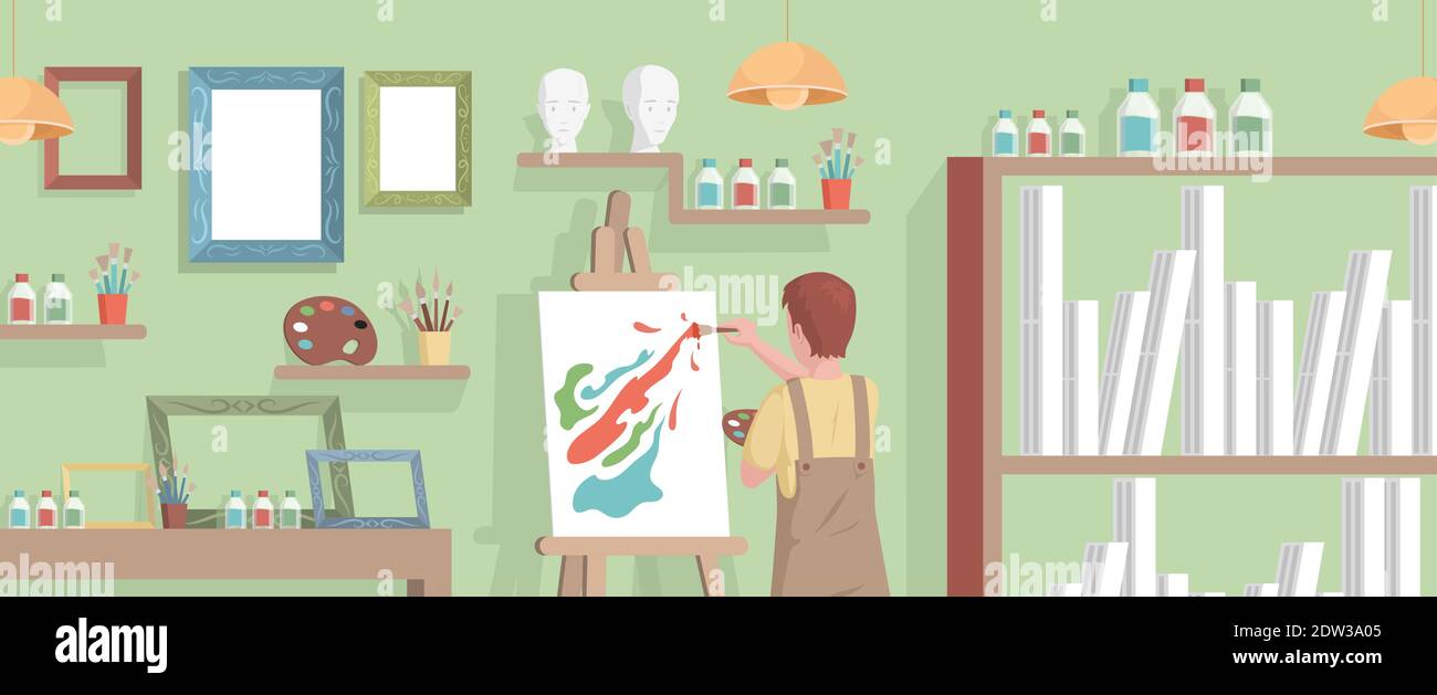 Drawing lesson in art room Stock Vector Images - Alamy