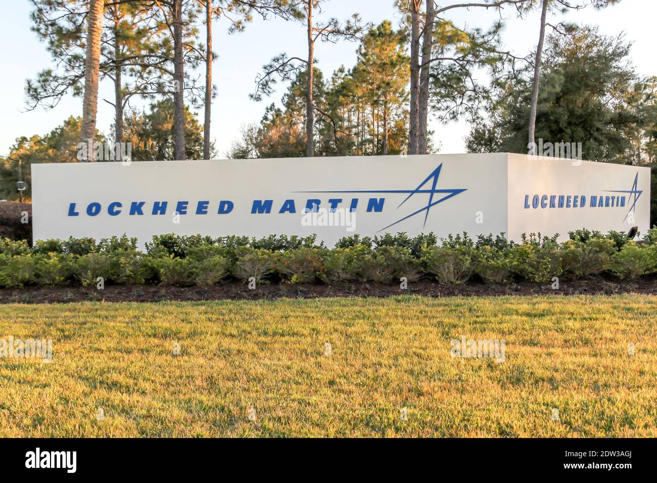Orlando, Florida, USA- February 8, 2020: Lockheed Martin sign in ...