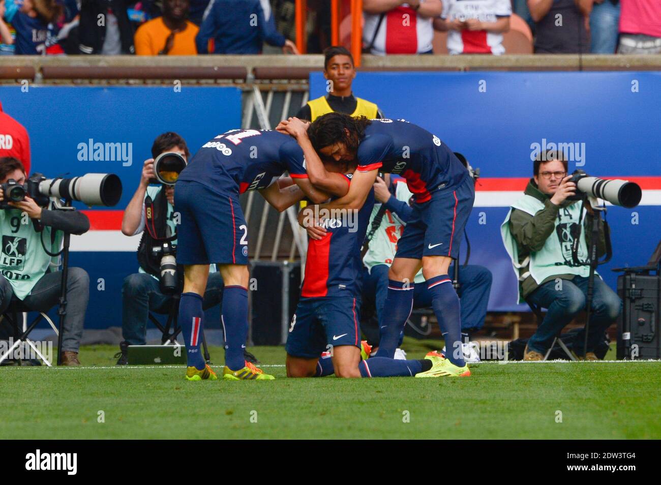 PSG's joy after scoring the 2- 0 goal during the French League One ...