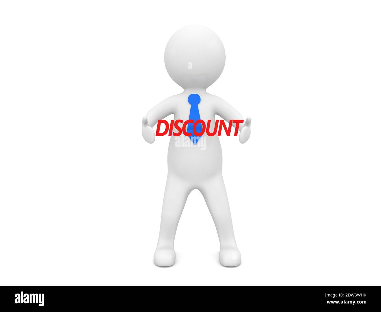 Businessman with word discount on white background. 3d render ...