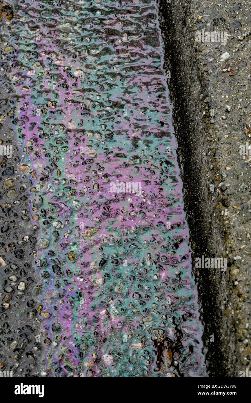 oil slick on road Stock Photo - Alamy