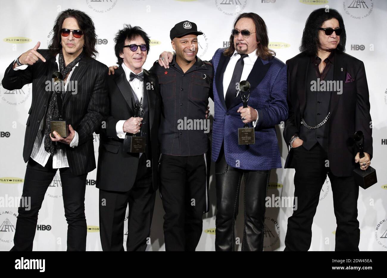 Paul Stanley, Peter Criss, Tom Morello, Ace Frehley and Gene Simmons attend the 29th Annual Rock ...