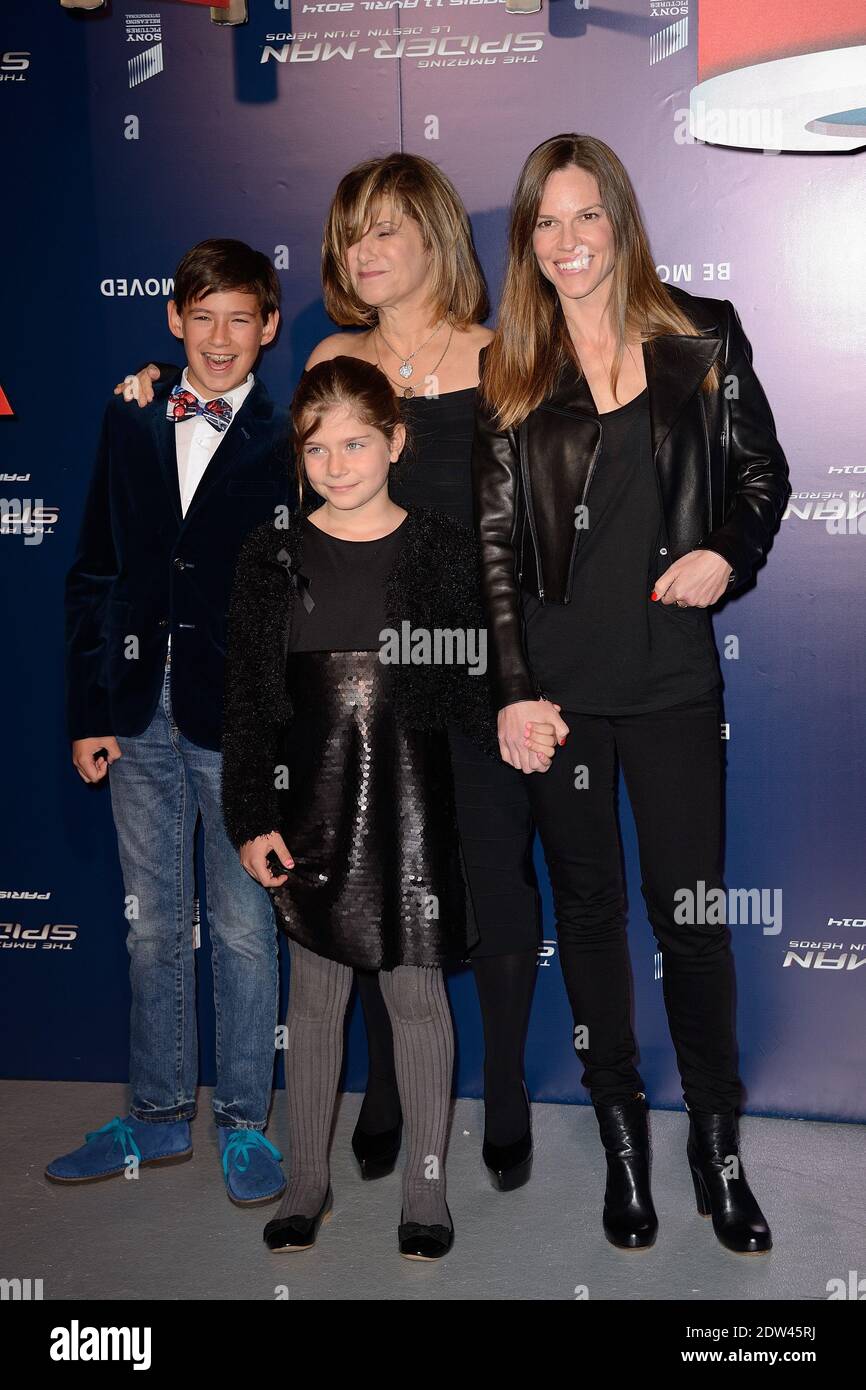 Hilary Swank attending the premiere of the film The Amazing Spiderman 2 ...