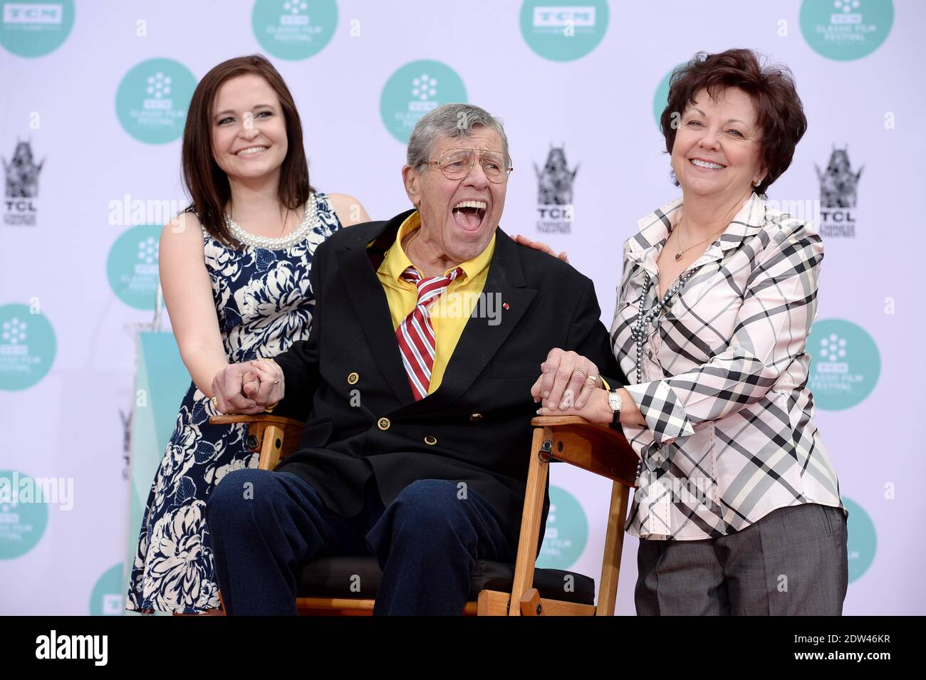 Sarah Lewis, Jerry Lewis and SanDee Pitnick attend a ceremony honoring ...