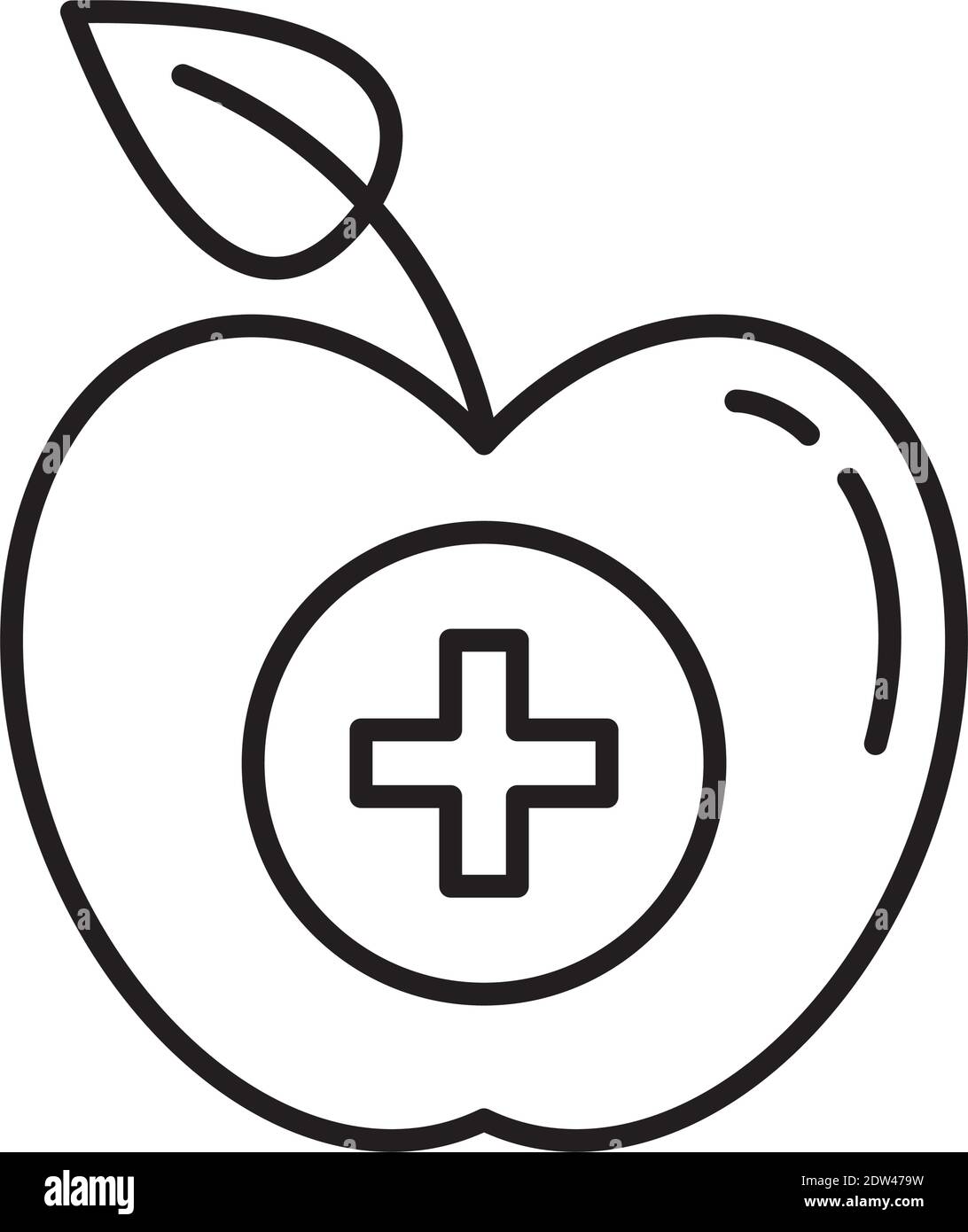 apple with medical cross symbol line style icon Stock Vector Image ...