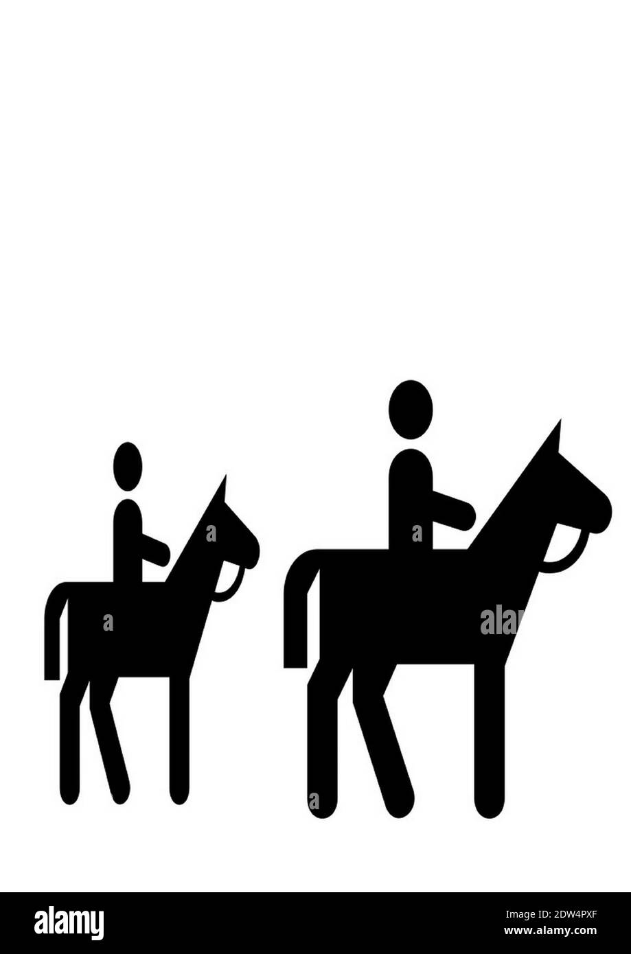 A vertical illustration of horses and riders icons isolated on white ...