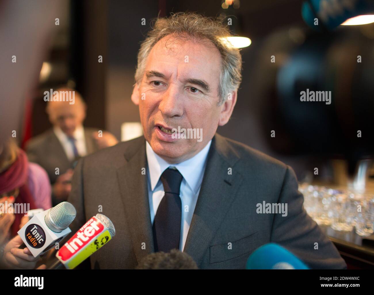 Modem president François Bayrou arrives at a political Rally UDI-MODEM ...