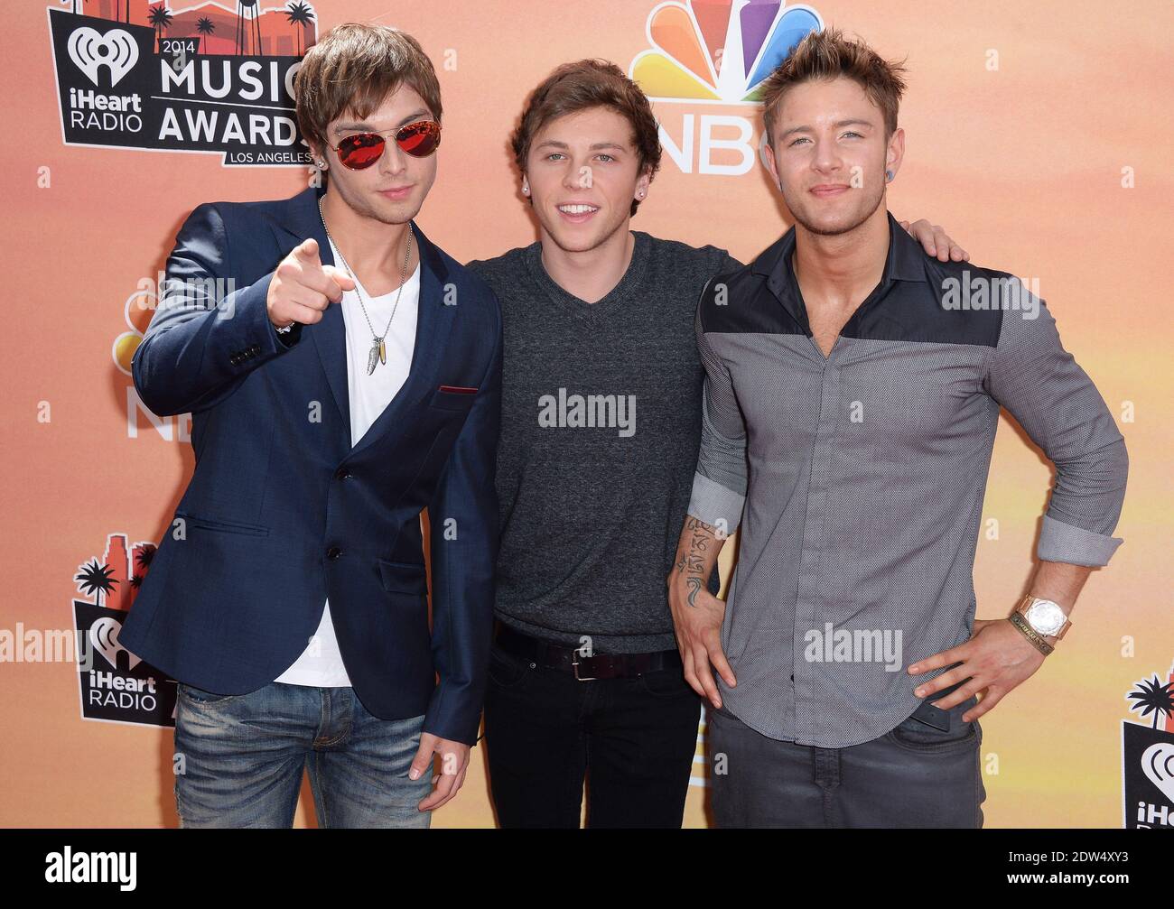 Keaton Stromberg, Wesley Stromberg and Drew Chadwick of Emblem3 attend ...