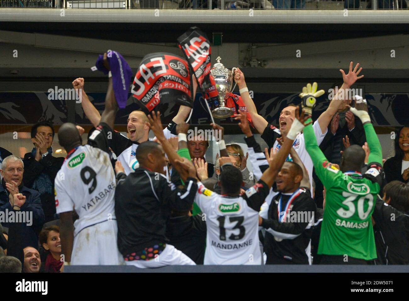 Guingamp team with Cup during the French Cup Final soccer match, Rennes ...