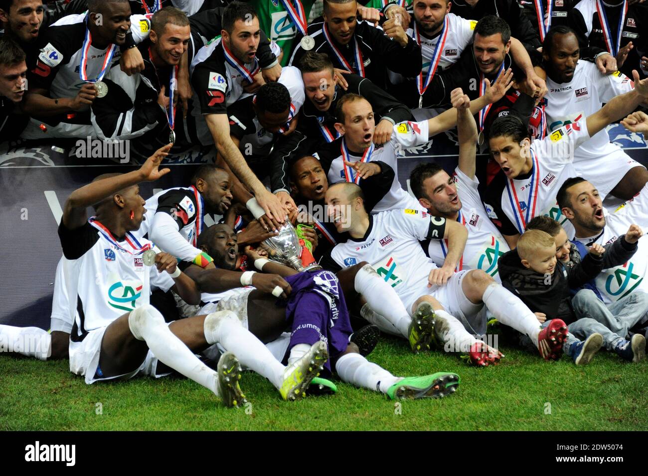 Guingamp team with Cup during the French Cup Final soccer match, Rennes ...