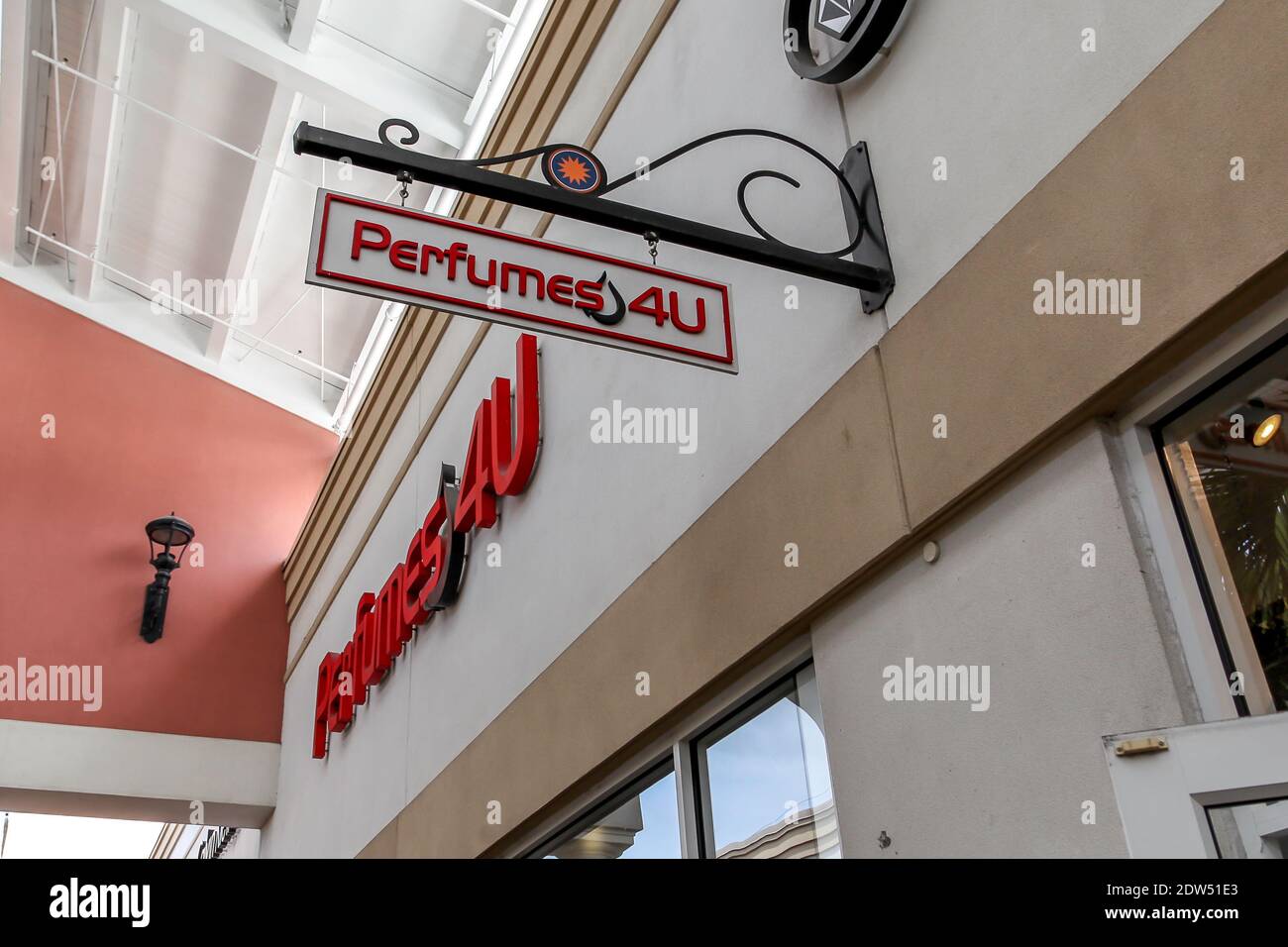 Orlando, Florida, USA - February 5, 2020: Perfumes 4U sign at Orlando ...