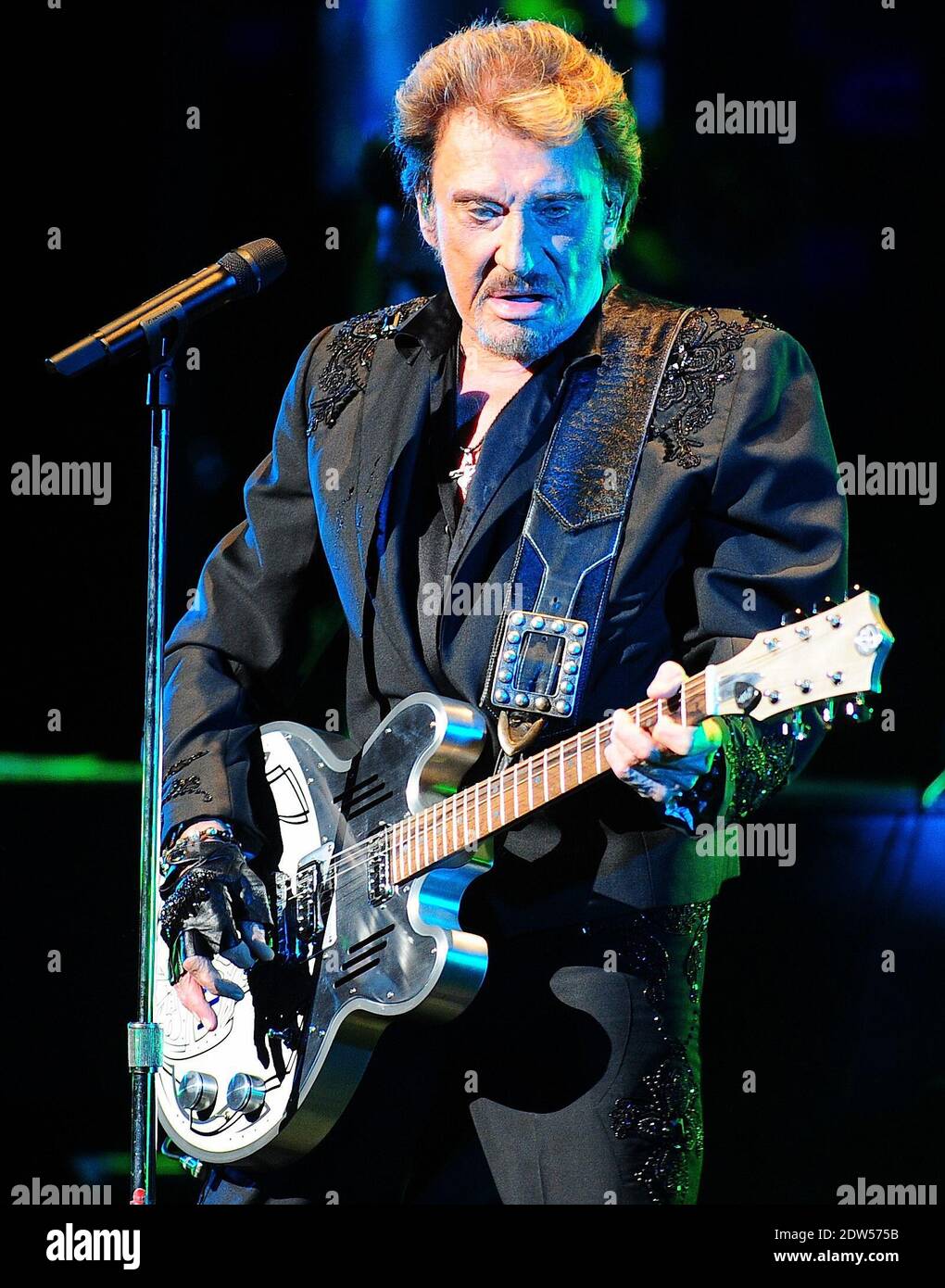 French singer Johnny Hallyday live performance in the Beacon theater ...