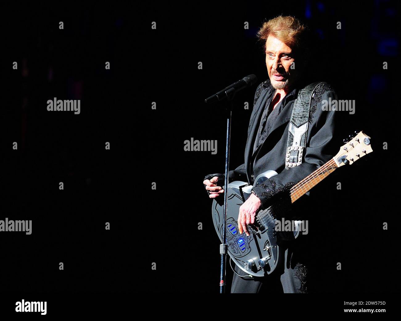 French singer Johnny Hallyday live performance in the Beacon theater ...