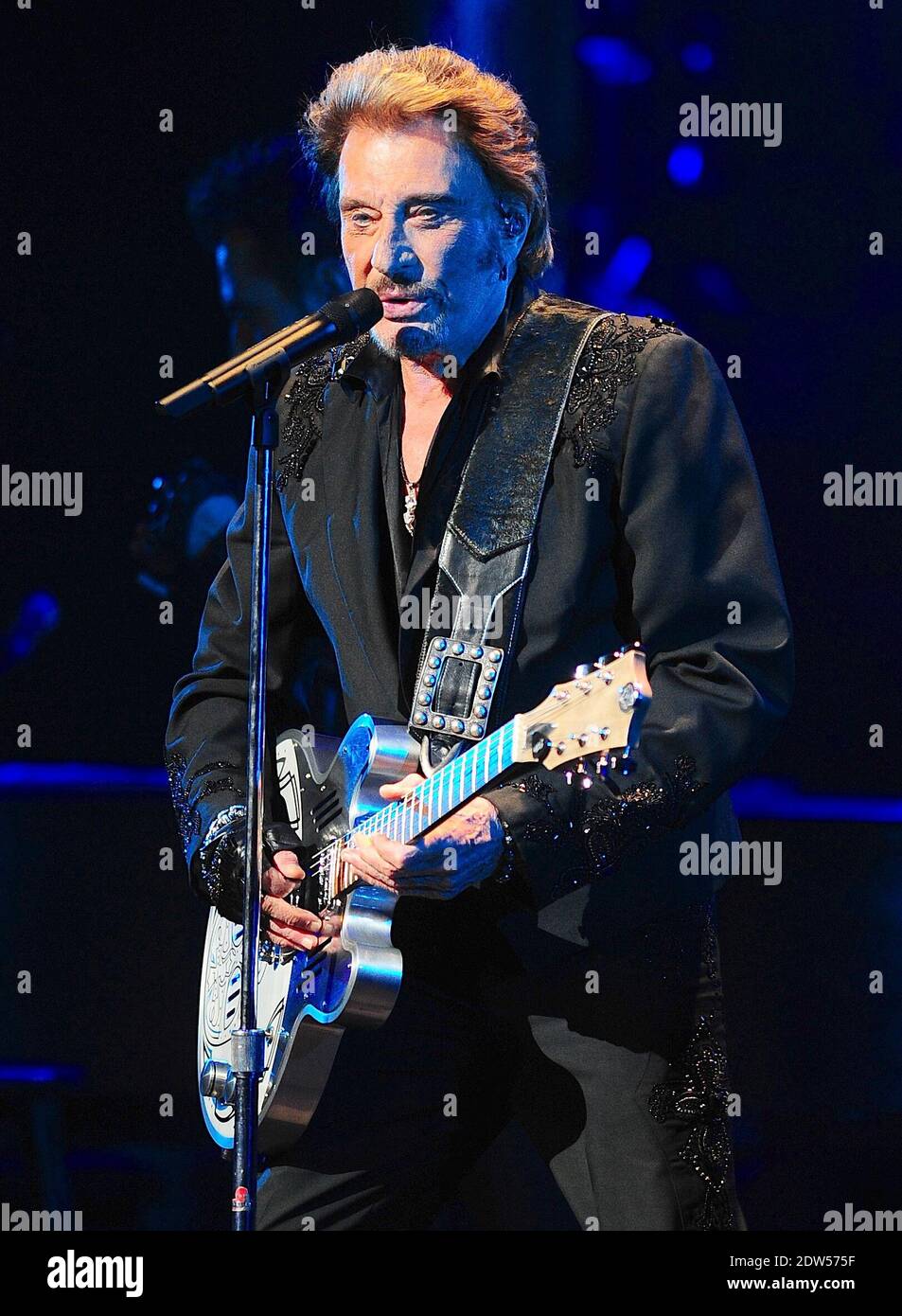 French singer Johnny Hallyday live performance in the Beacon theater ...