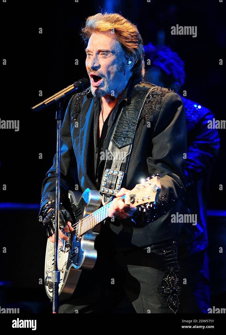 French singer Johnny Hallyday live performance in the Beacon theater ...
