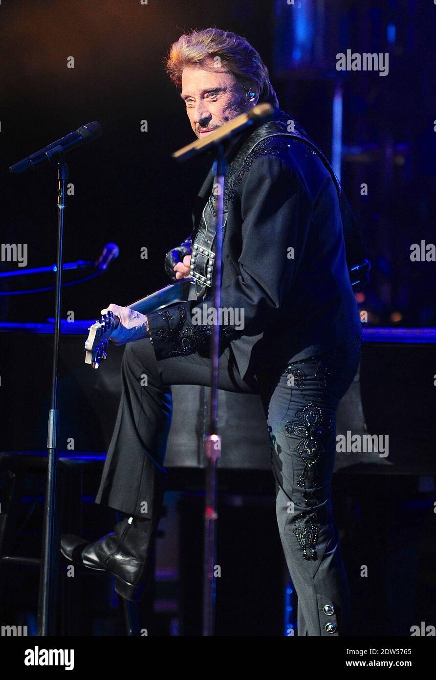 French singer Johnny Hallyday live performance in the Beacon theater ...