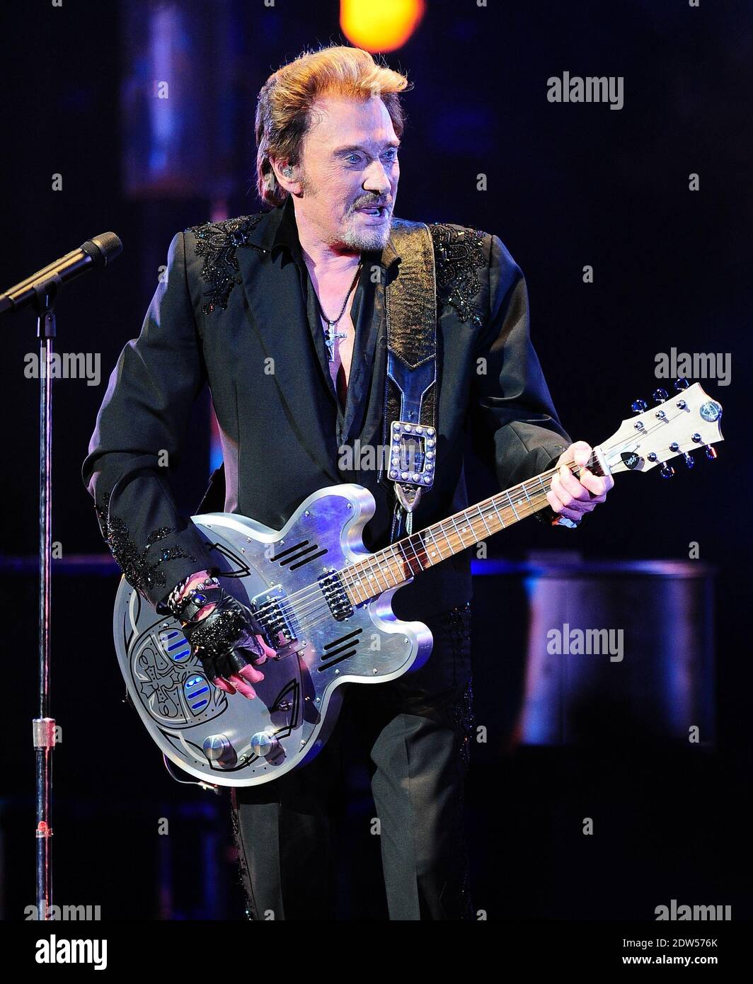 French singer Johnny Hallyday live performance in the Beacon theater ...