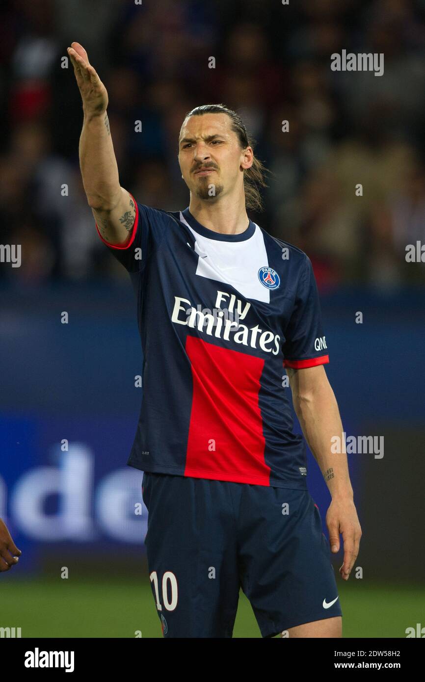 Zlatan Ibrahimovic during the French First League soccer match, Paris ...