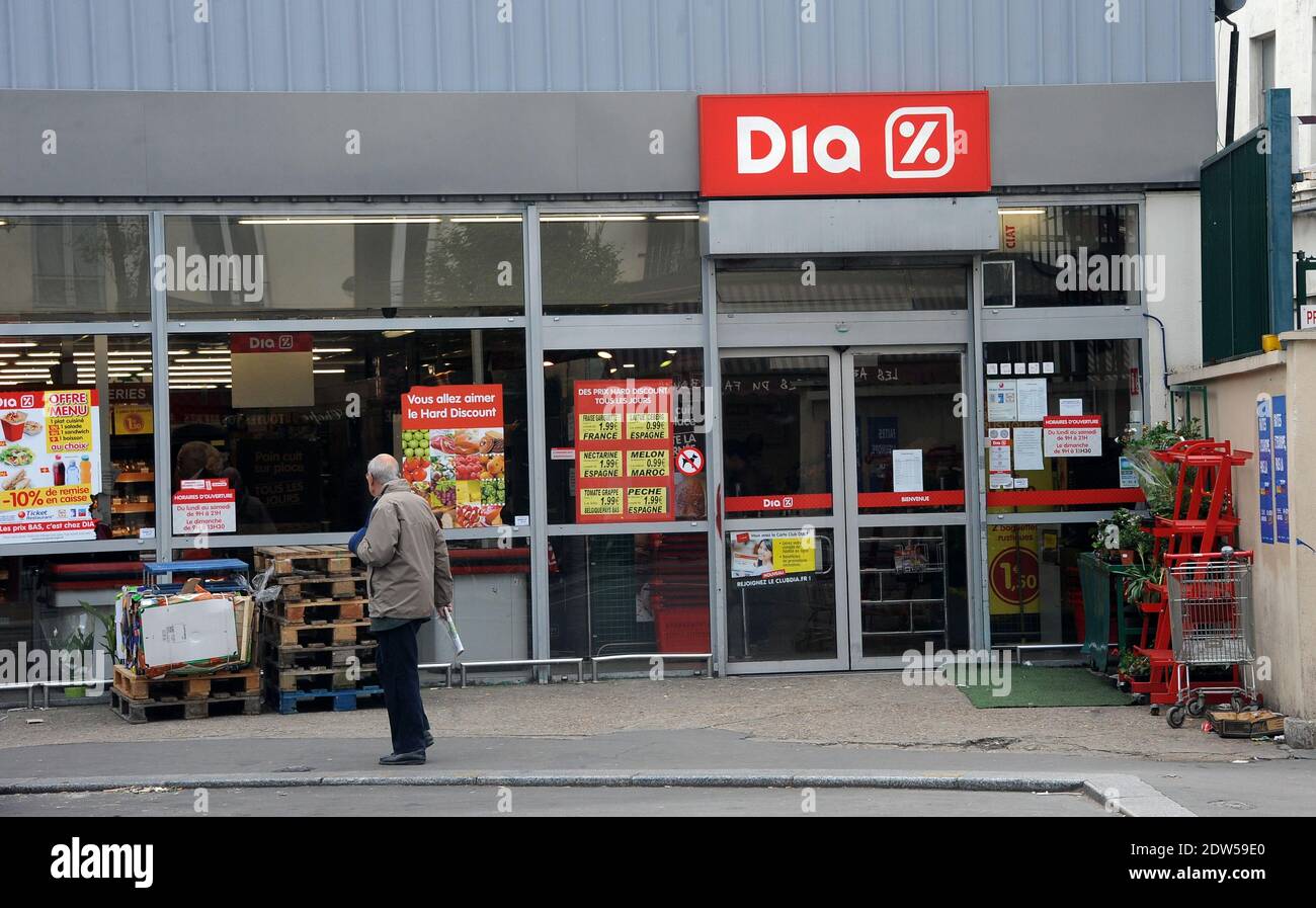A picture shows the logo of a Dia discount supermarket in Paris, France ...