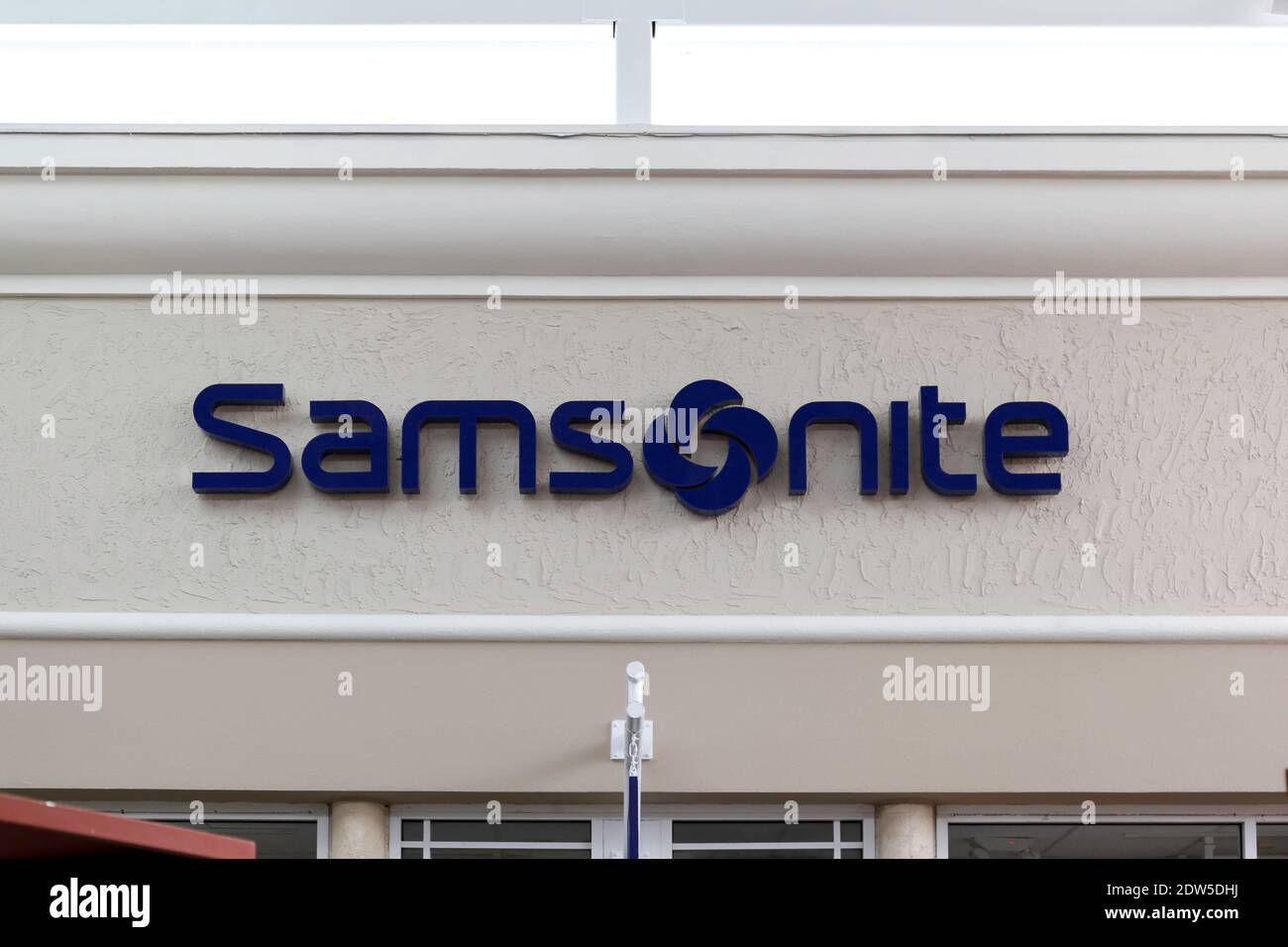 Orlando, Florida, USA- February 24, 2020: Samsonite store sign above ...