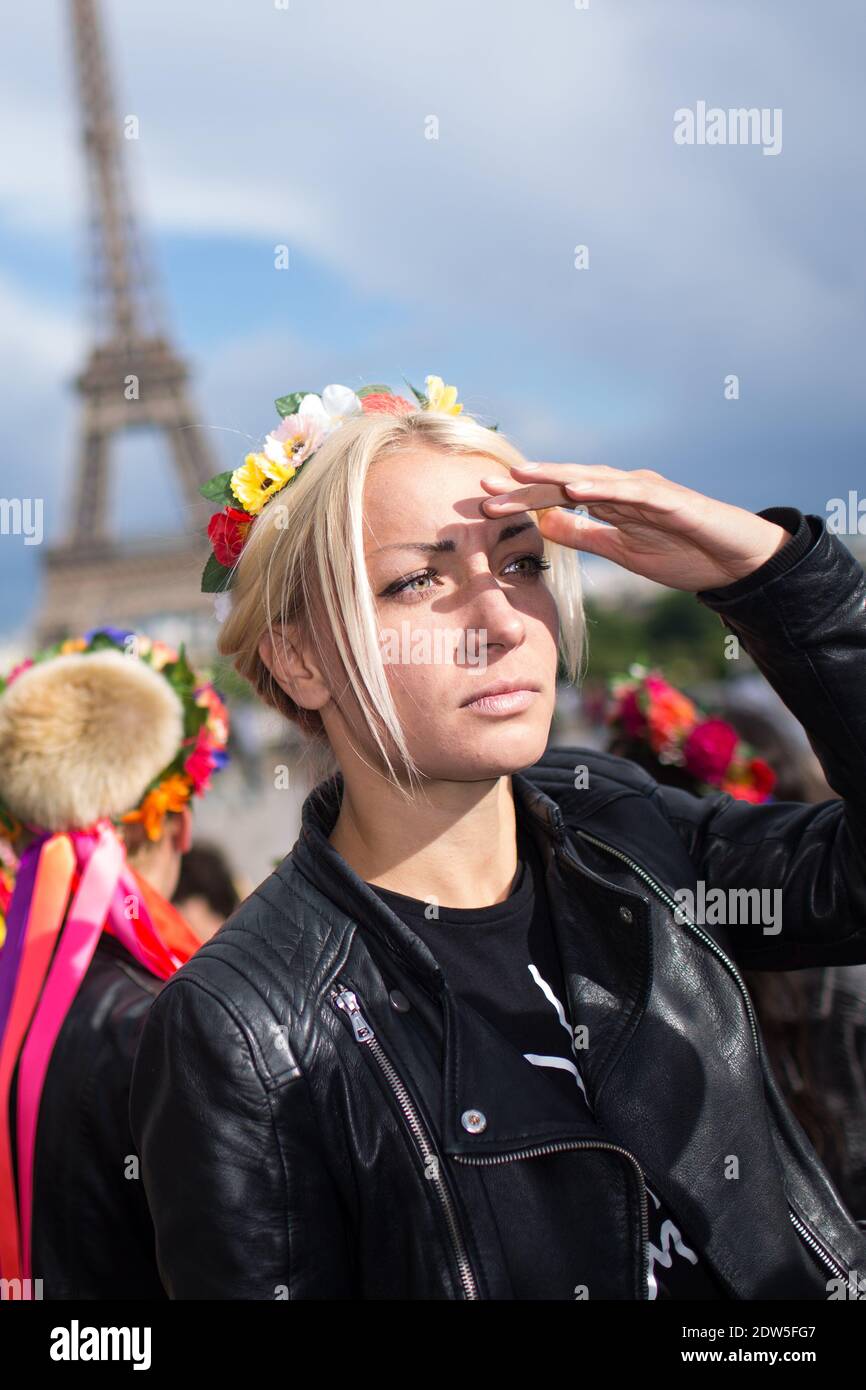 Femen France head Inna Shevchenko portrayed during a rally at Trocadero ...