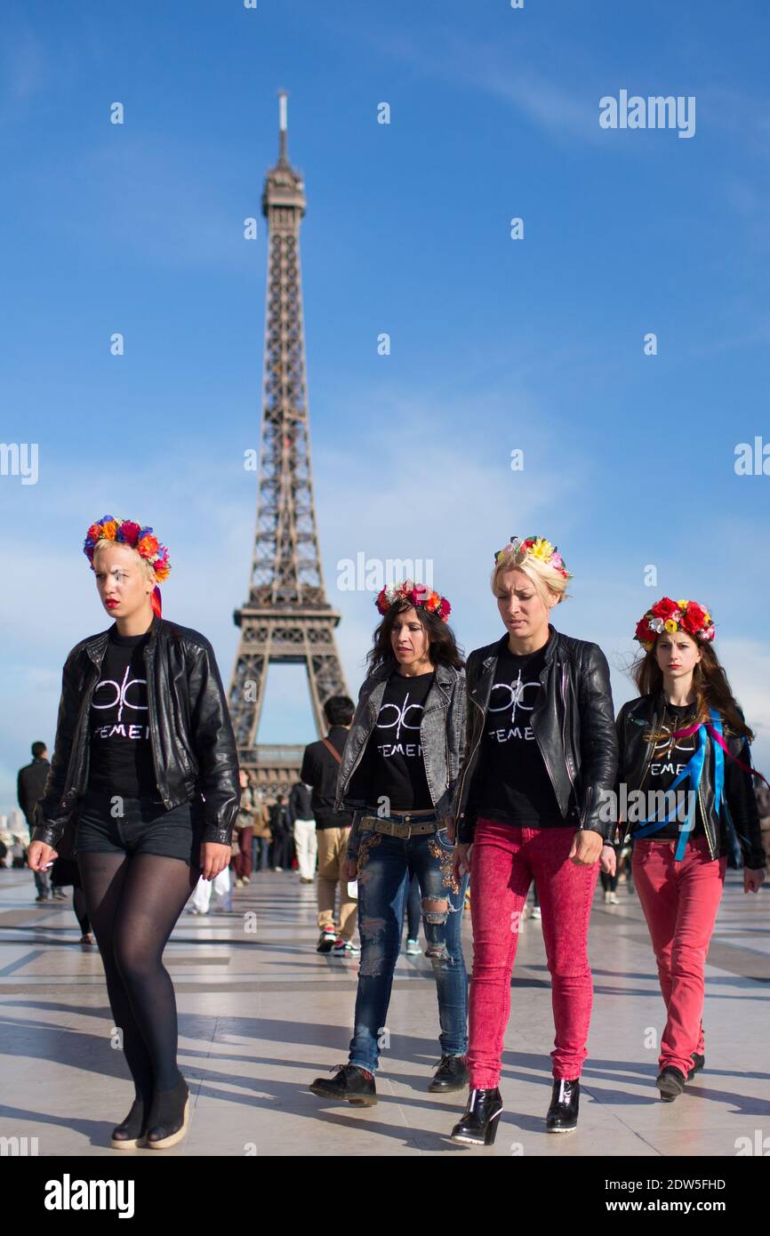 Femen France head Inna Shevchenko portrayed during a rally at Trocadero ...
