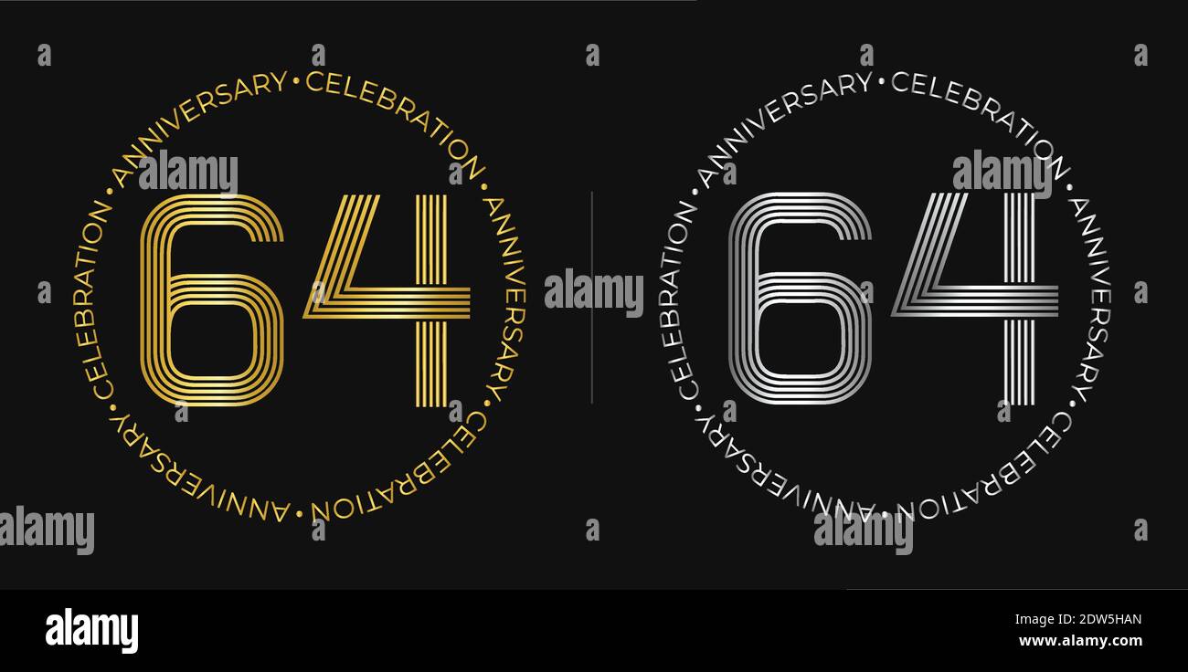 64th birthday. Sixty-four years anniversary celebration banner in ...