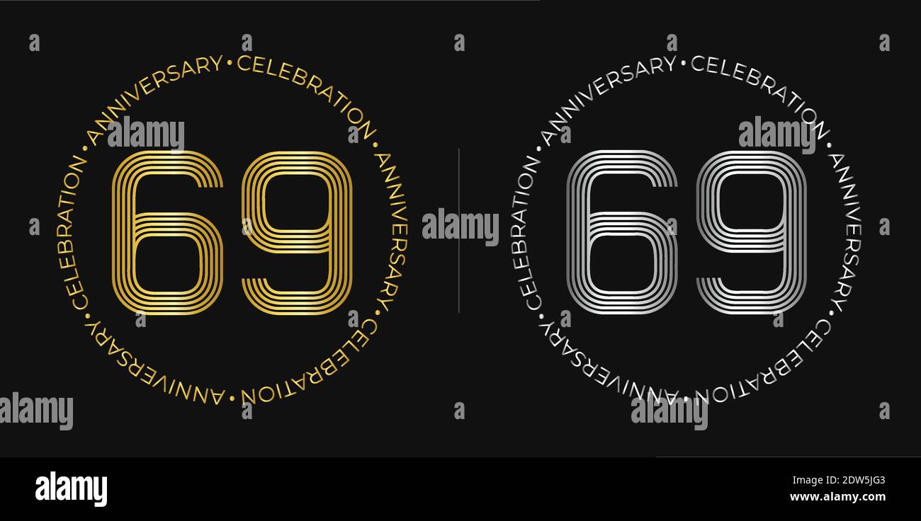 69th birthday. Sixty-nine years anniversary celebration banner in ...