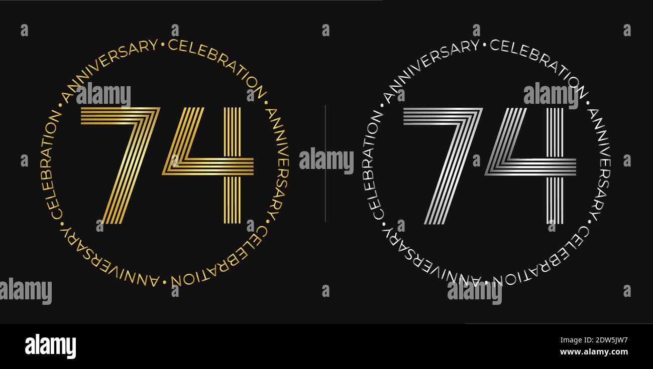 74th birthday. Seventy-four years anniversary celebration banner in ...