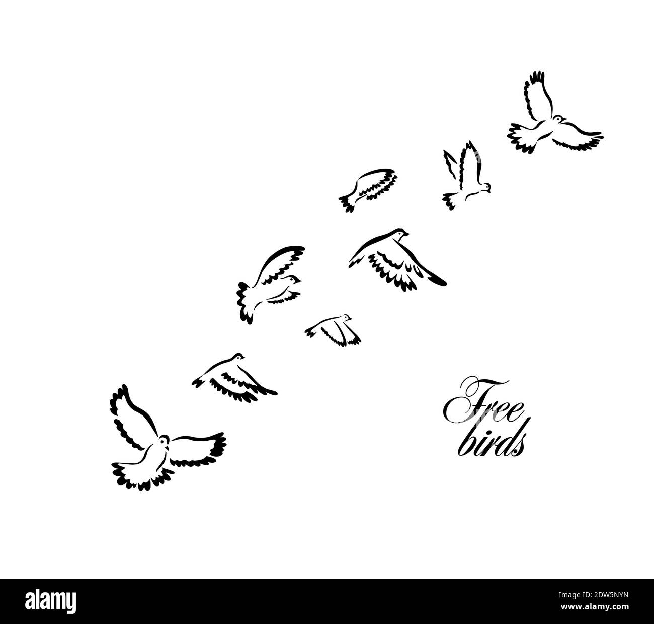 A flock of flying birds. Vector illustration Stock Vector Image & Art ...