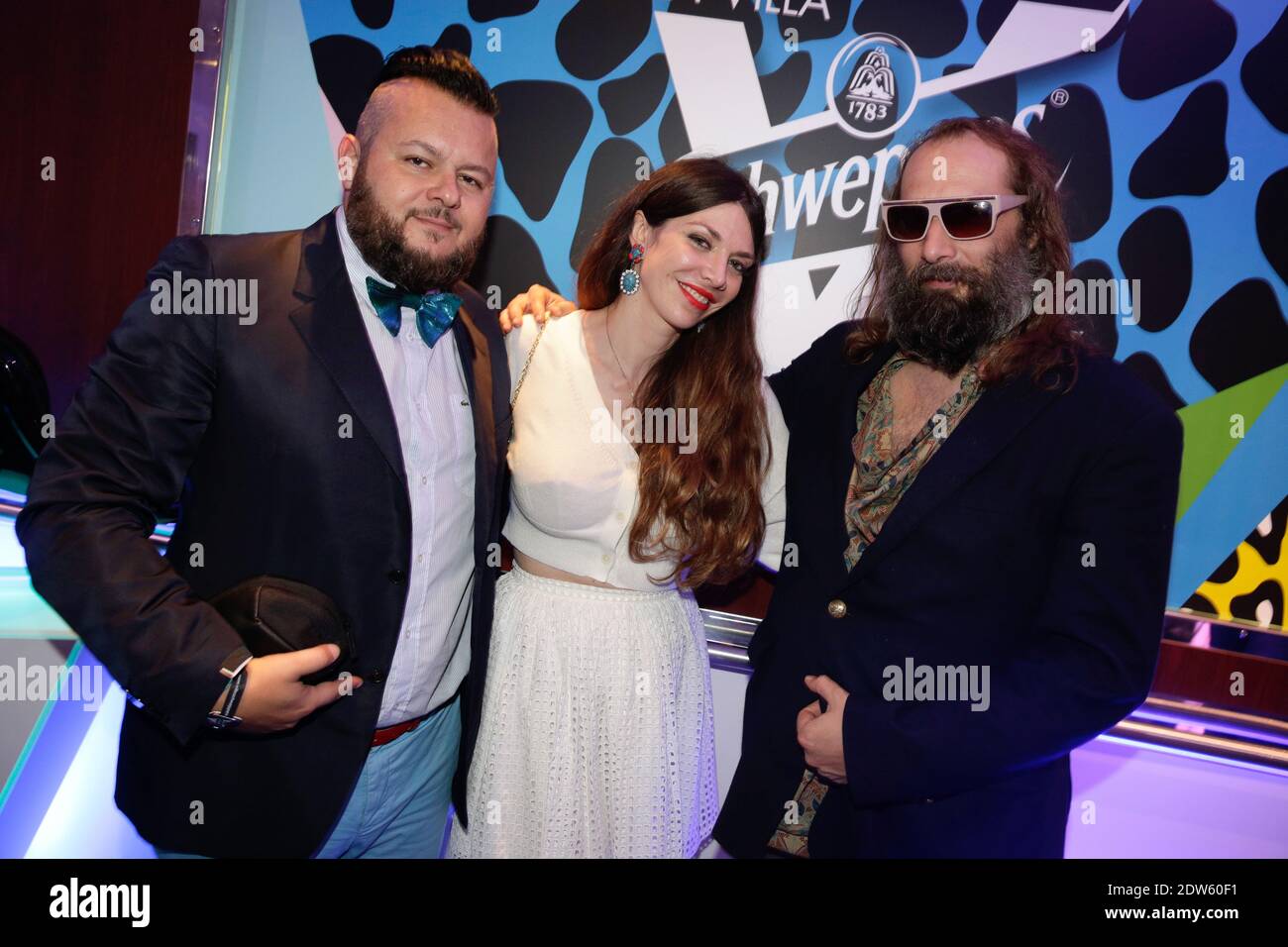 Greg Boust, Sebastien Tellier and his wife attending the Sebastien ...
